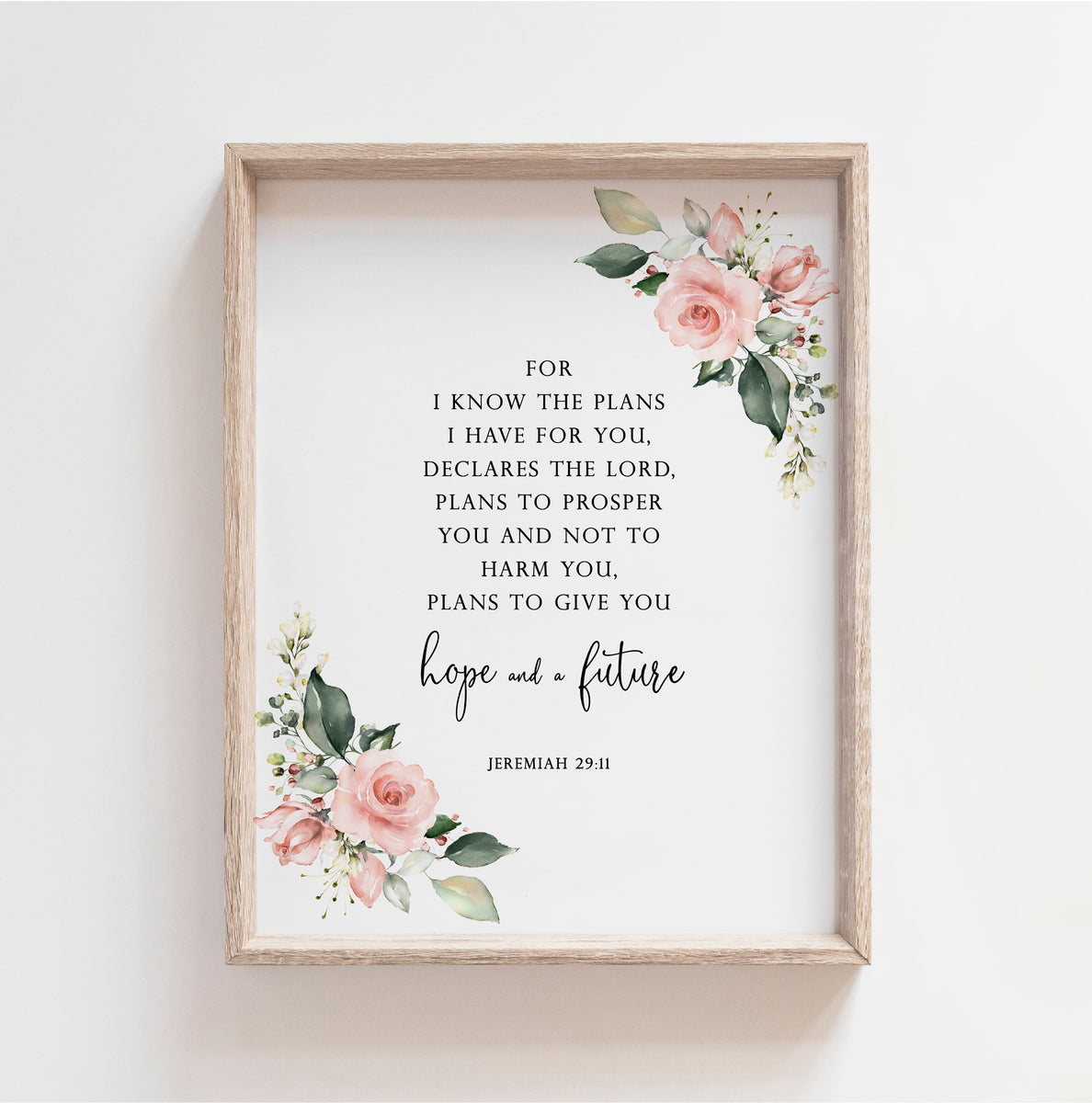 Jeremiah 29:11 Bible Verse Wall Art, Floral Scripture Print – KAMDesignHaus