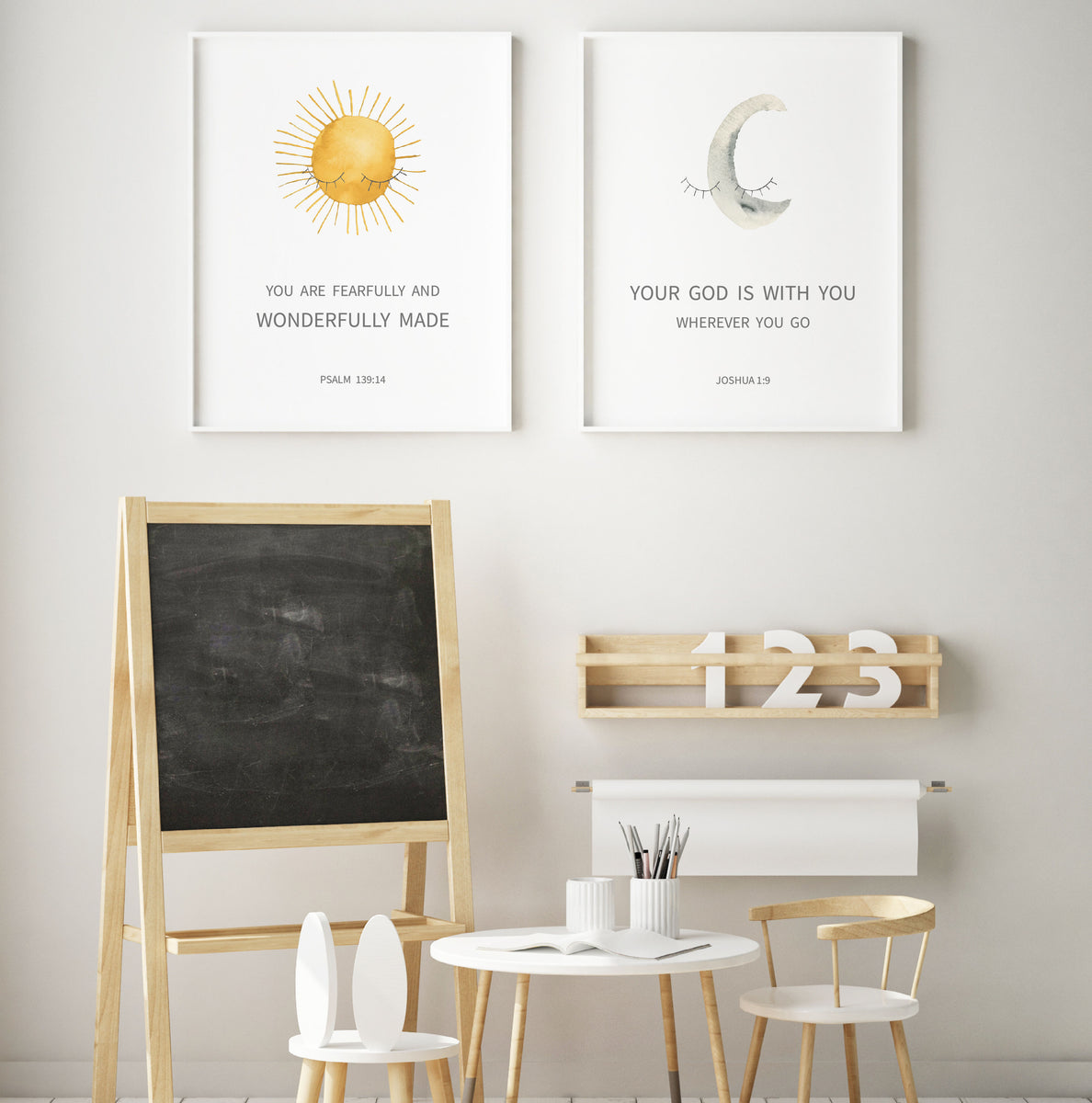 Set of 4 Joshua 1:9, Psalm 139:4 Nursery Printables, Scripture Colors ...