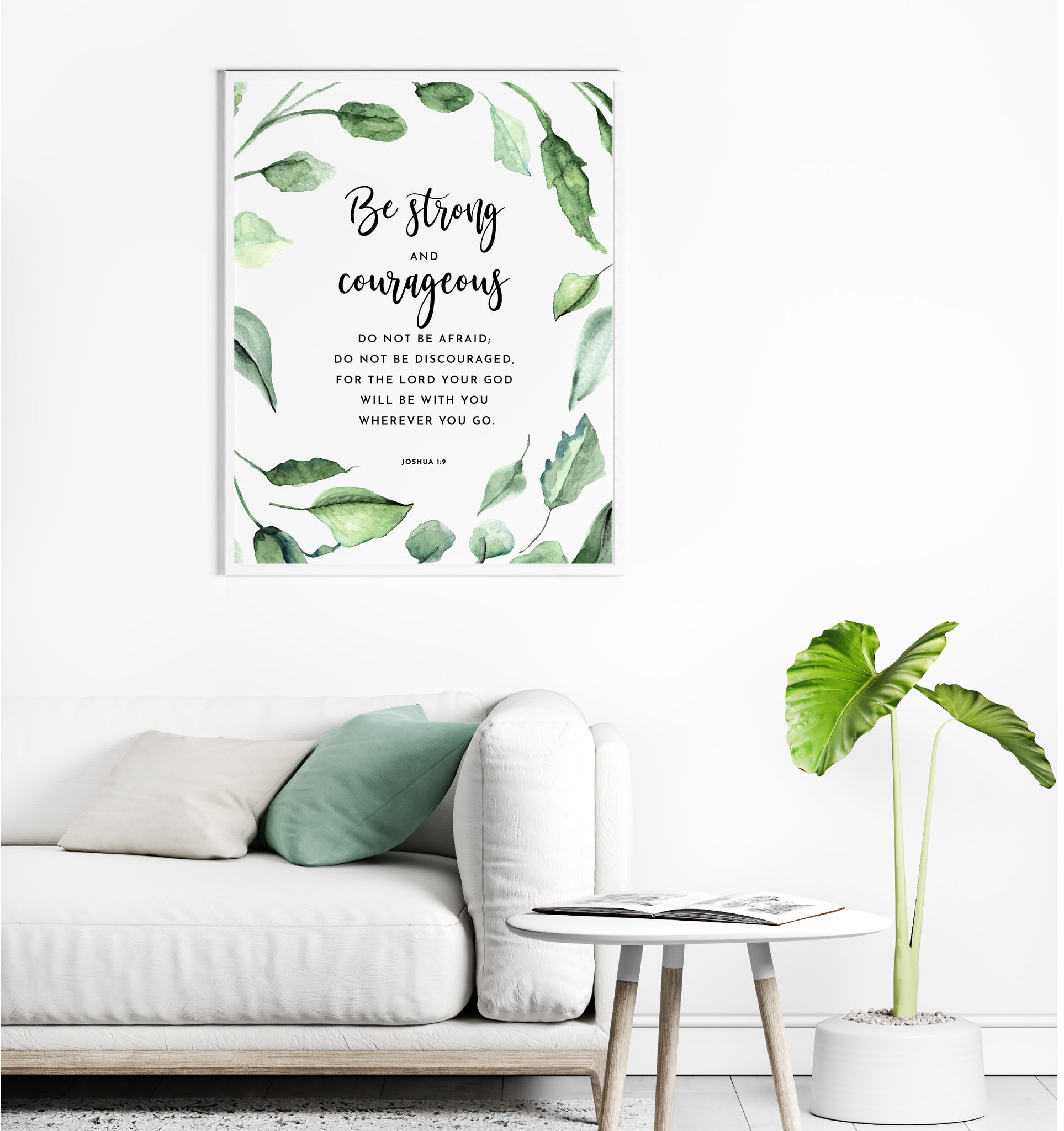 Joshua 1:9 Art Print, Greenery Scripture – KAMDesignHaus